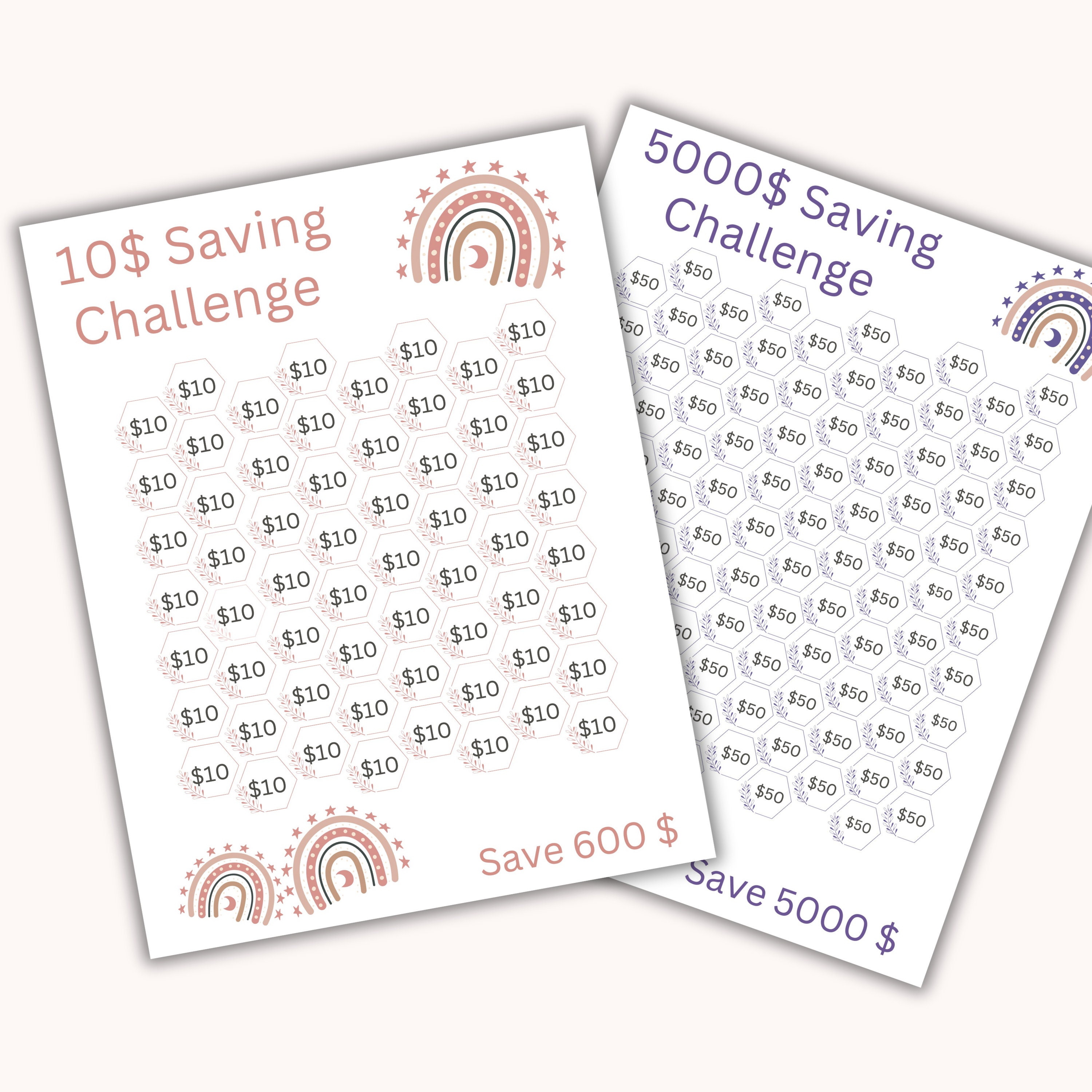 Printable Boho Savings Challenge, Money Tracker Bundle, Saving Funds ...
