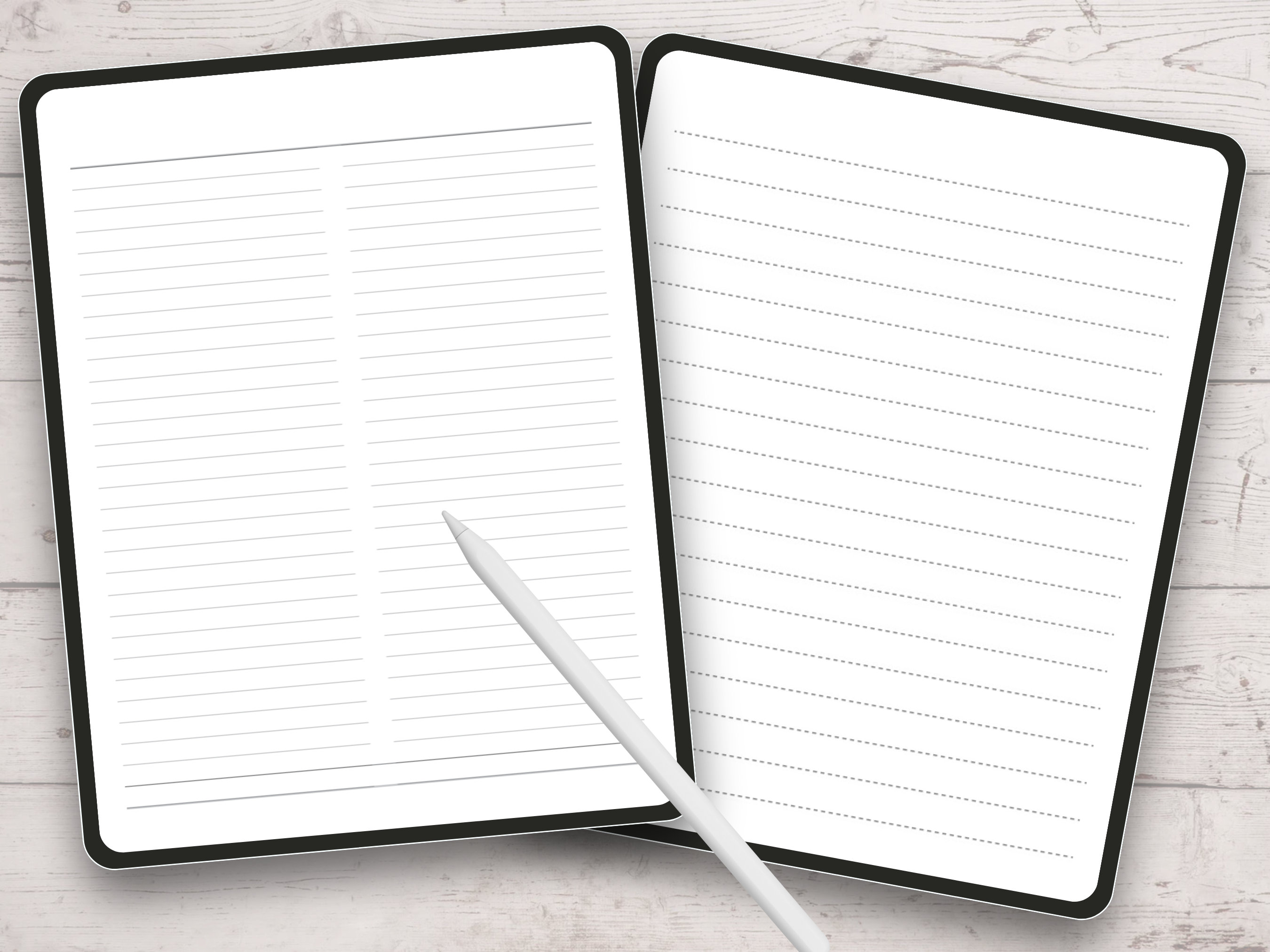 102 Pages Printable Lined Paper Bundle, Wide Rule, College Rule ...