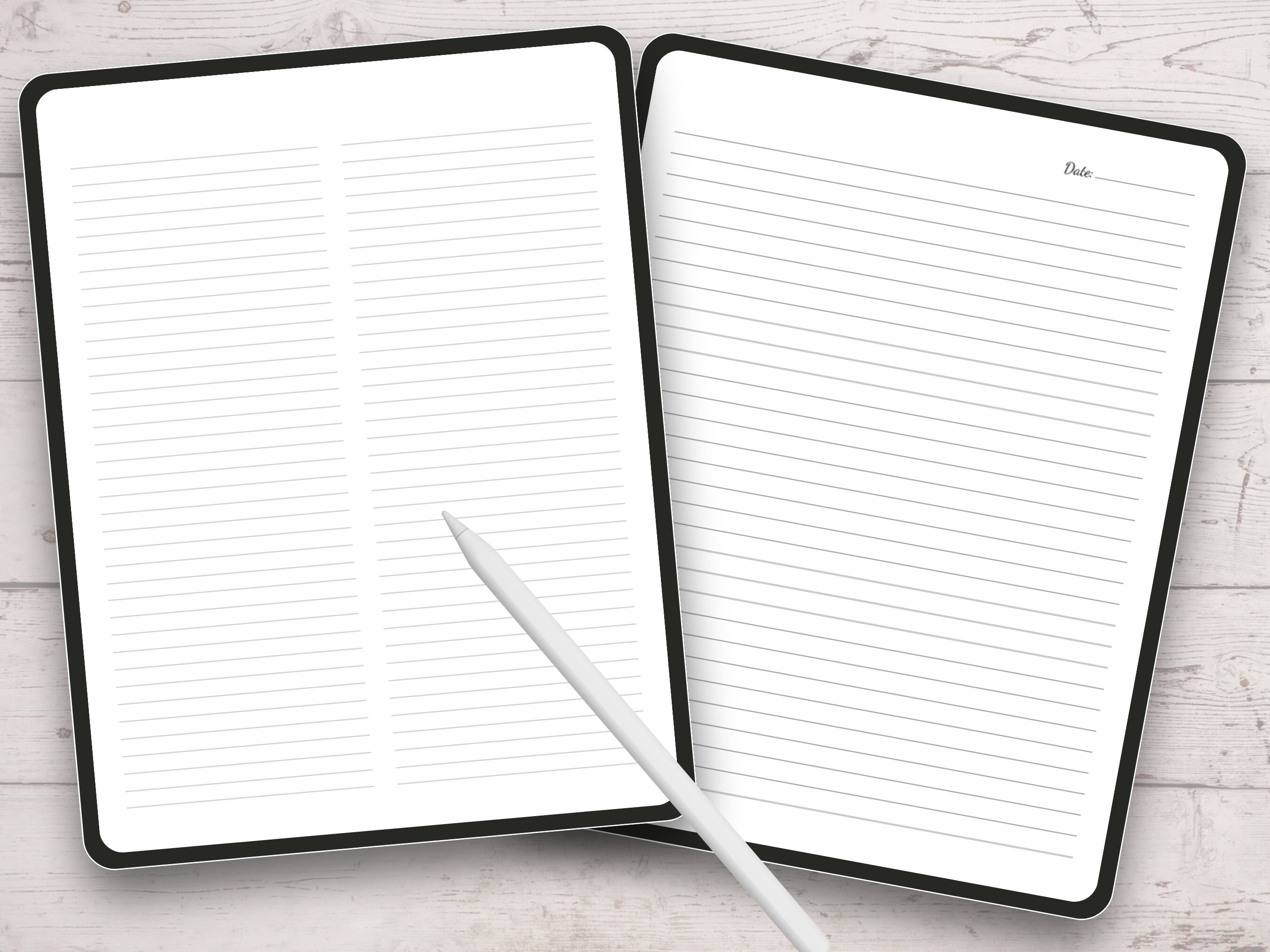 102 Pages Printable Lined Paper Bundle, Wide Rule, College Rule ...