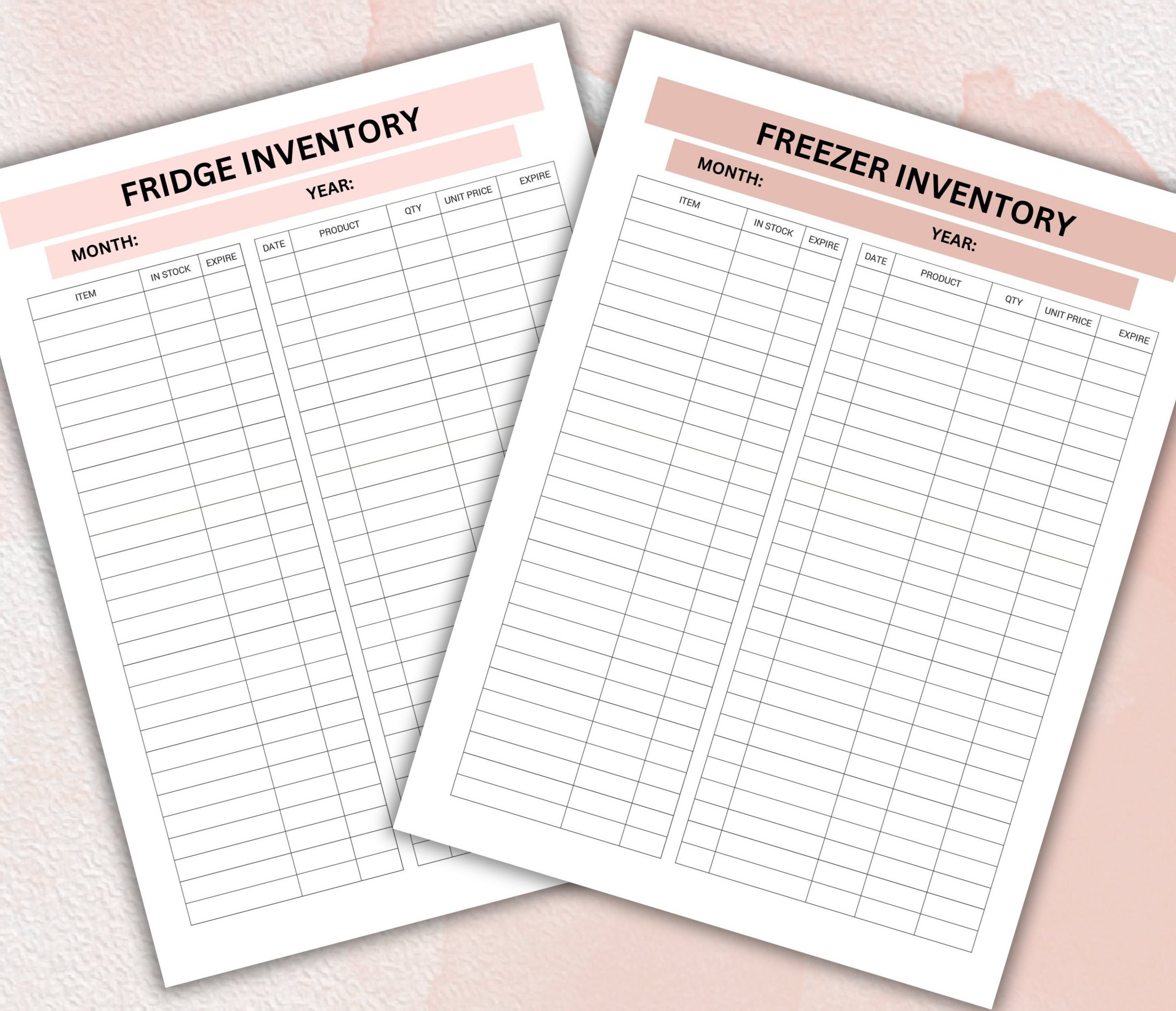 Printable Food Inventory Tracker, Kitchen Checklist, Fridge Freezer ...