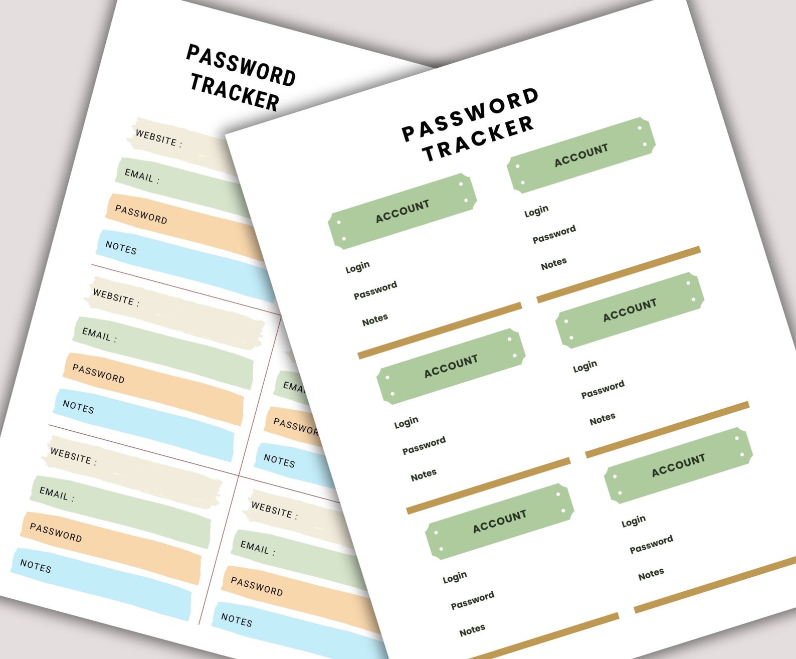 Password Tracker BUNDLE, 52 Printable Password Log, Password Keeper ...