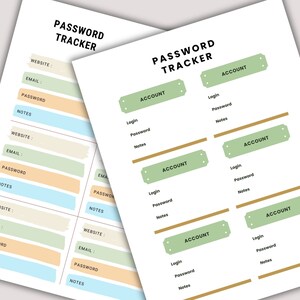 Password Tracker BUNDLE, 52 Printable Password Log, Password Keeper ...