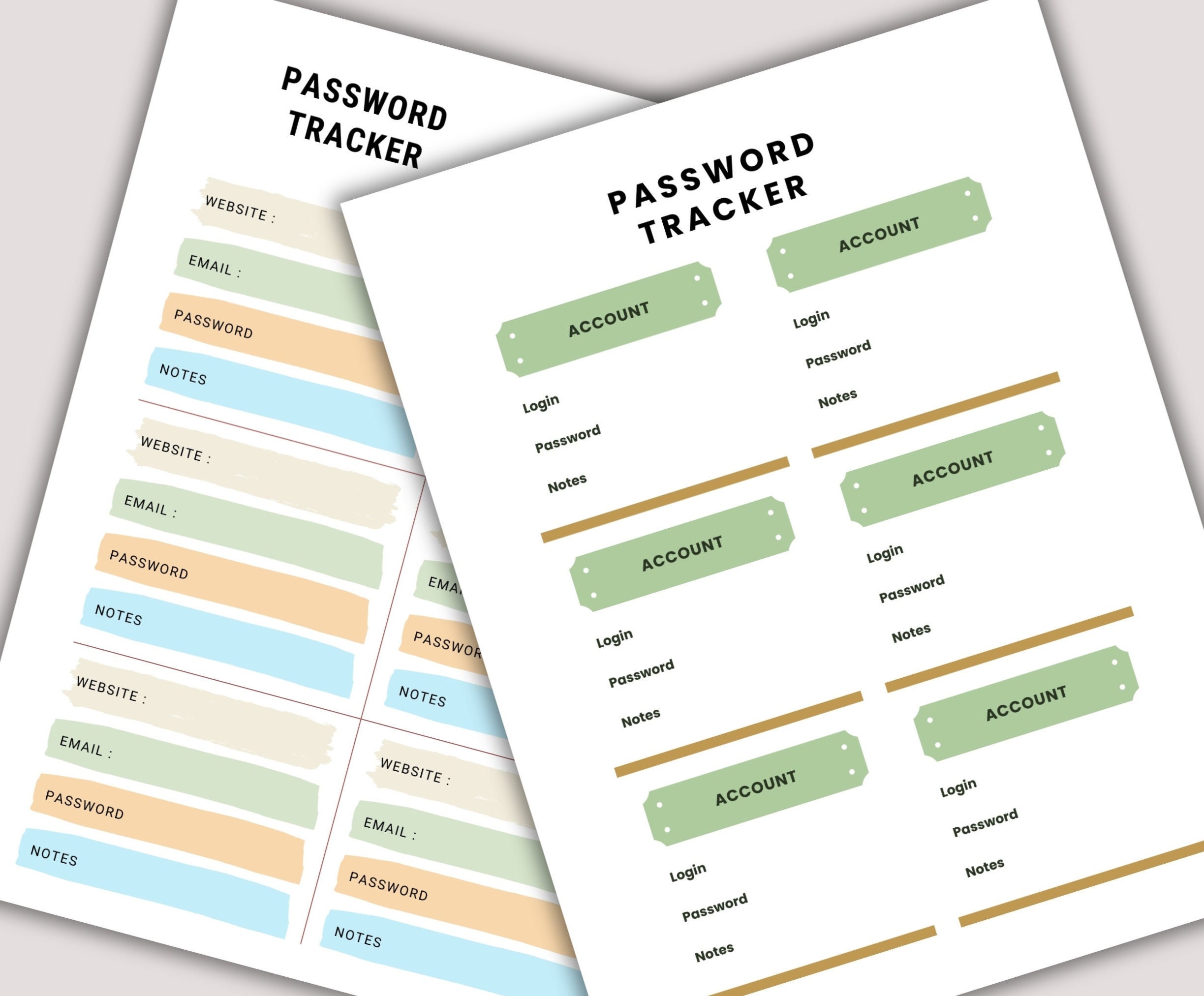 Password Tracker BUNDLE, 52 Printable Password Log, Password Keeper ...