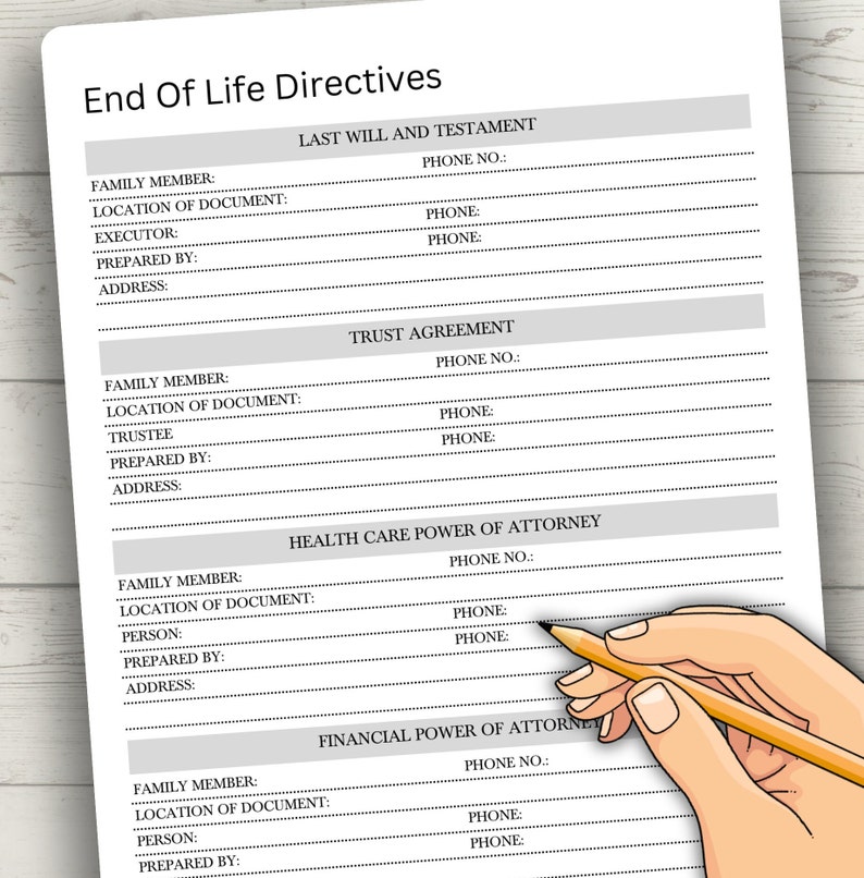 100 Pages End of Life Planner, Printable Funeral Planner, Emergency ...