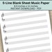 5-line Sheet Music Paper, Printable Blank Music Sheet, Piano Staff ...