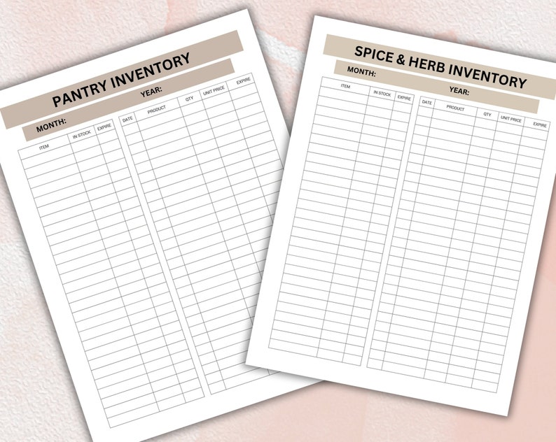 Printable Food Inventory Tracker, Kitchen Checklist, Fridge Freezer ...