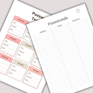 Password Tracker BUNDLE, 52 Printable Password Log, Password Keeper ...