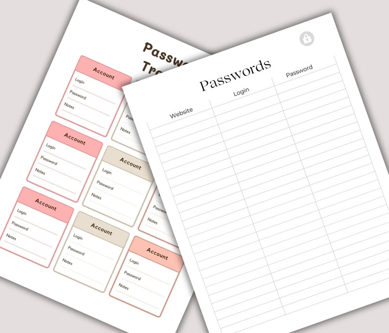 Password Tracker BUNDLE, 52 Printable Password Log, Password Keeper ...