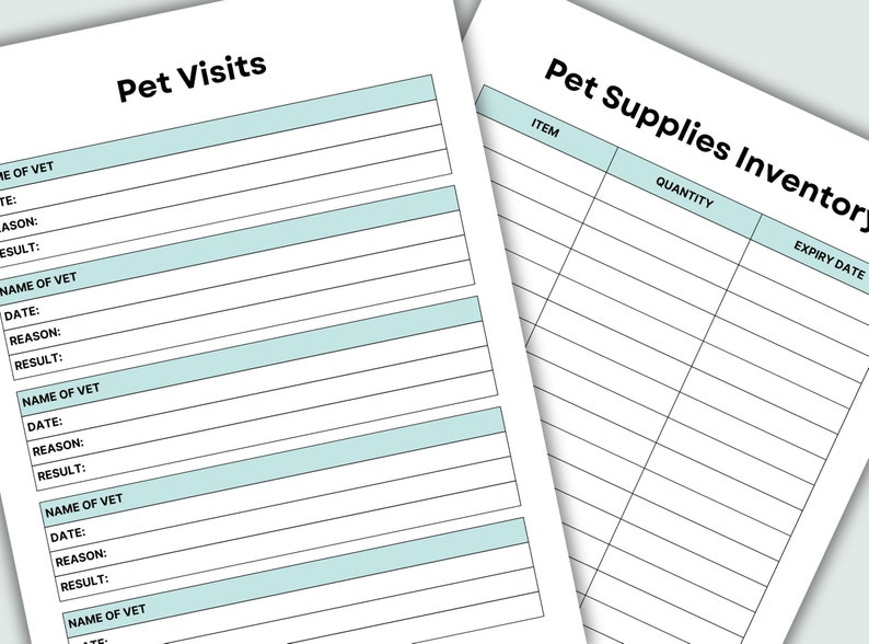 Printable Pet Planner Bundle, Pet Care Organizer, Pet Health Record ...