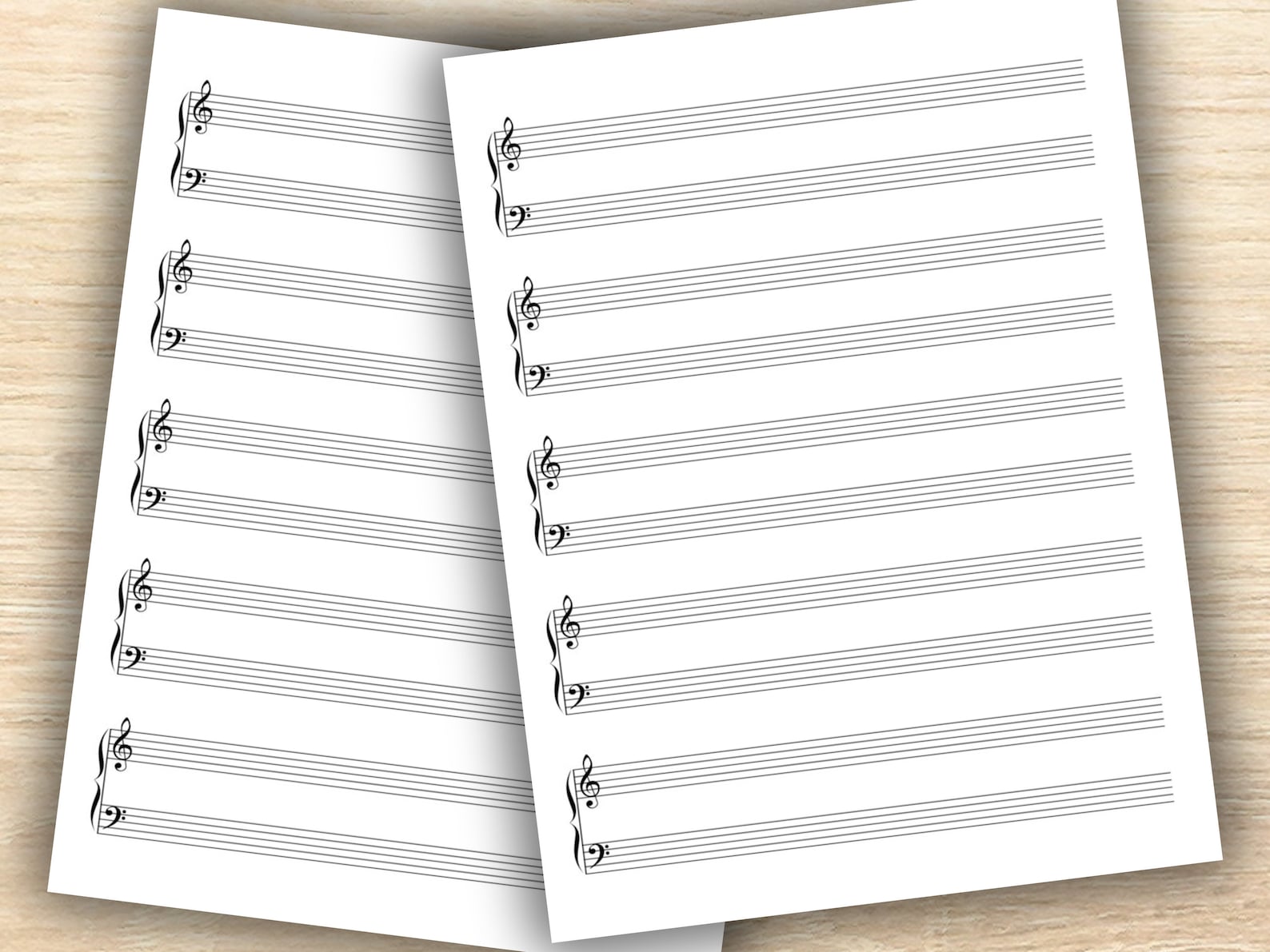 5-line Sheet Music Paper, Printable Blank Music Sheet, Piano Staff ...
