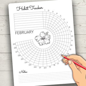 Monthly Circular Habit Tracker, Printable Daily Weekly Monthly, Tracker ...