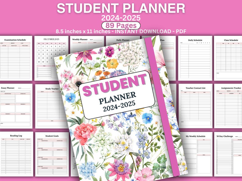 2024-2025 Student Planner, 89 Pages Printable Planner, Academic Student ...