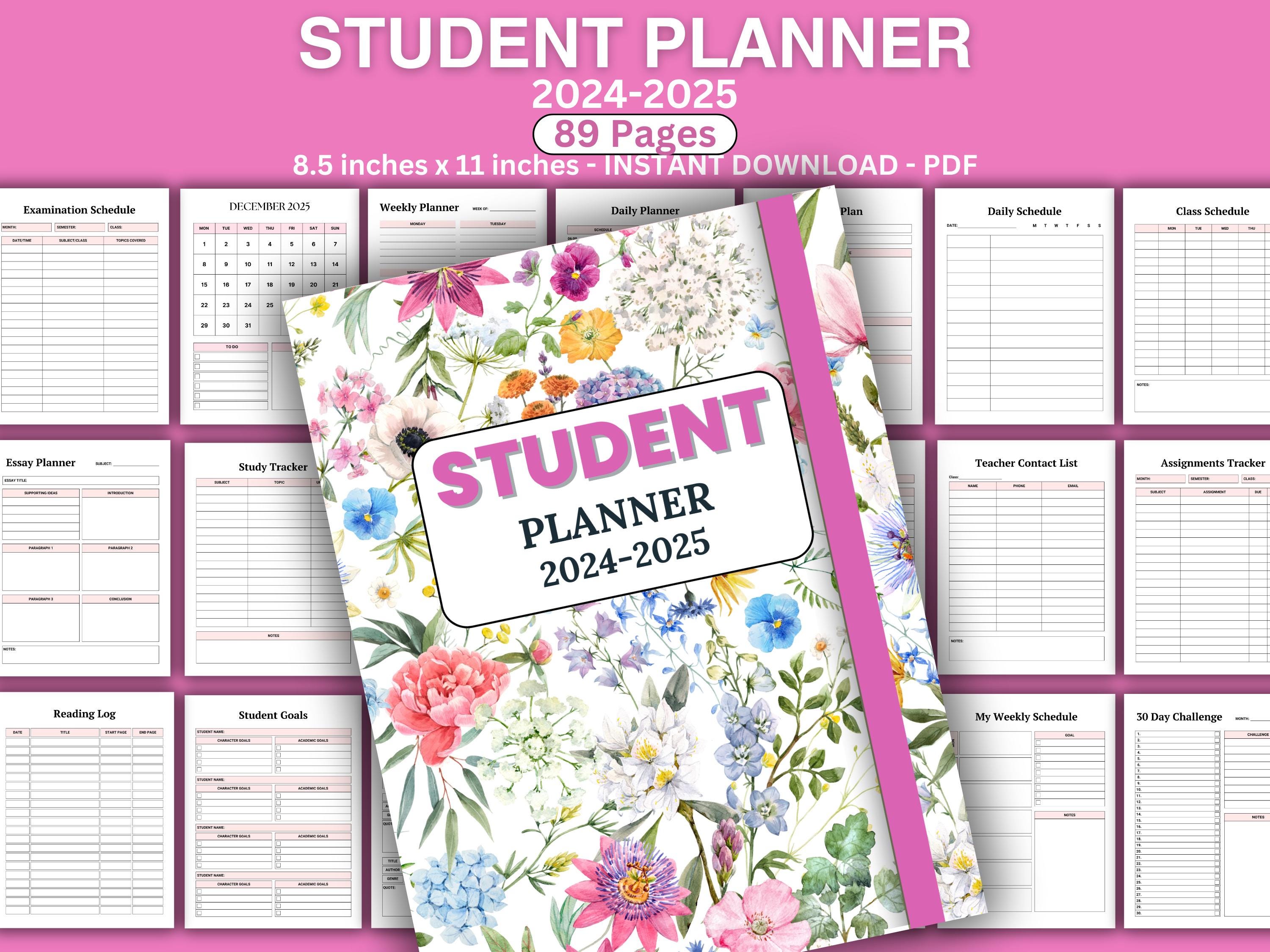 2024-2025 Student Planner, 89 Pages Printable Planner, Academic Student ...