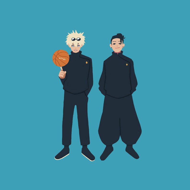 Gojo and Geto Basketball Mini Square Print - Etsy