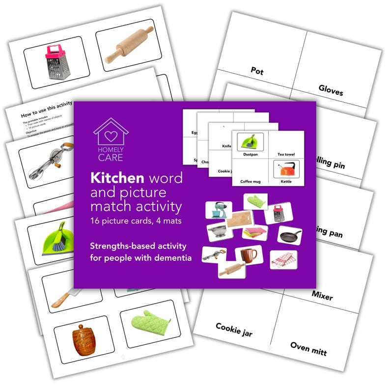 Kitchen Activity for Dementia: Word & Picture Match (digital Download ...