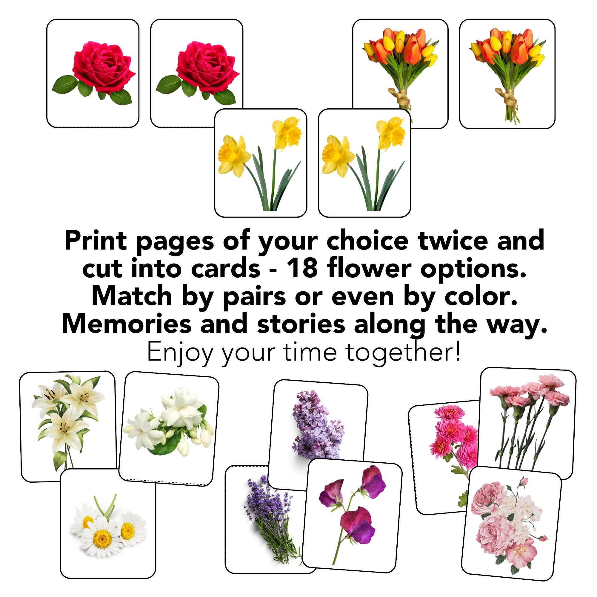 Flowers Picture Matching Game: Dementia Activity (PDF Download) - Etsy