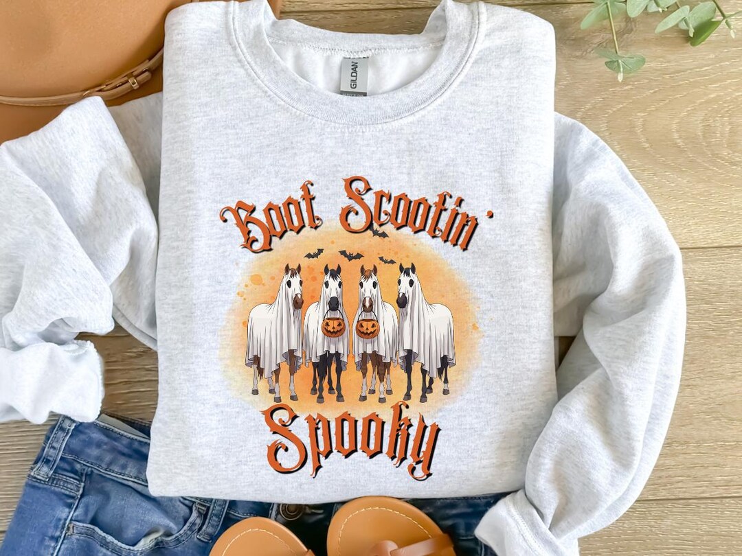 Boot Scootin' Spooky Halloween Sweatshirt, Spooky Sweater, Skeleton ...
