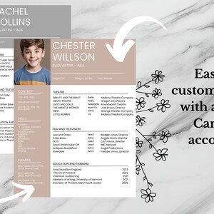 Professional Actor Resume Template Canva | Editable CV for Actors ...