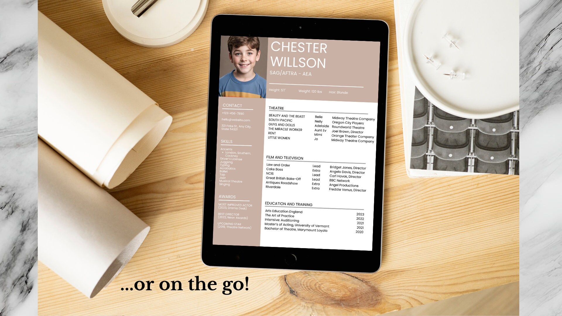 Professional Actor Resume Template Canva | Editable CV for Actors ...