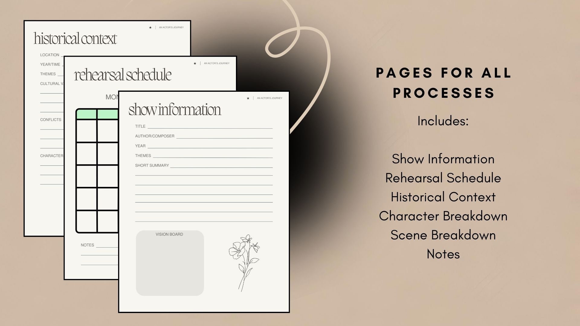 Printable Actor's Toolkit: Scene & Character Breakdowns, Schedule ...