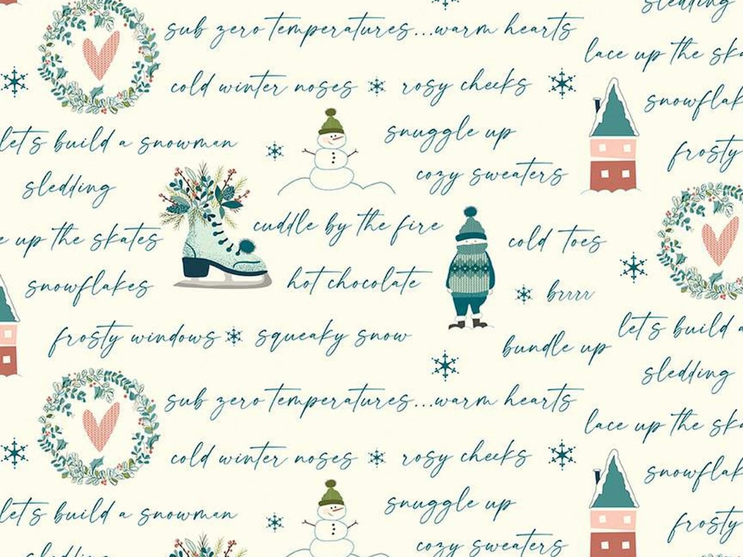 Arrival of Winter Text Cream-c13522-riley Blake Designs- Winter Script ...