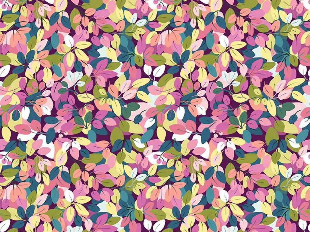 Fragrant Fields Leaves Eggplant C15224- Riley Blake Designs- Multicolor ...