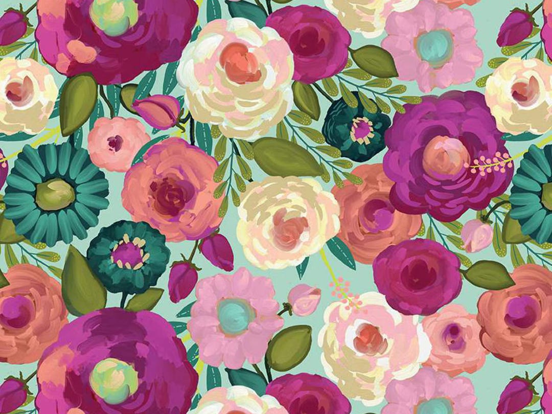 Fragrant Fields Main Mint- C15220- Riley Blake Designs- Blossoms ...