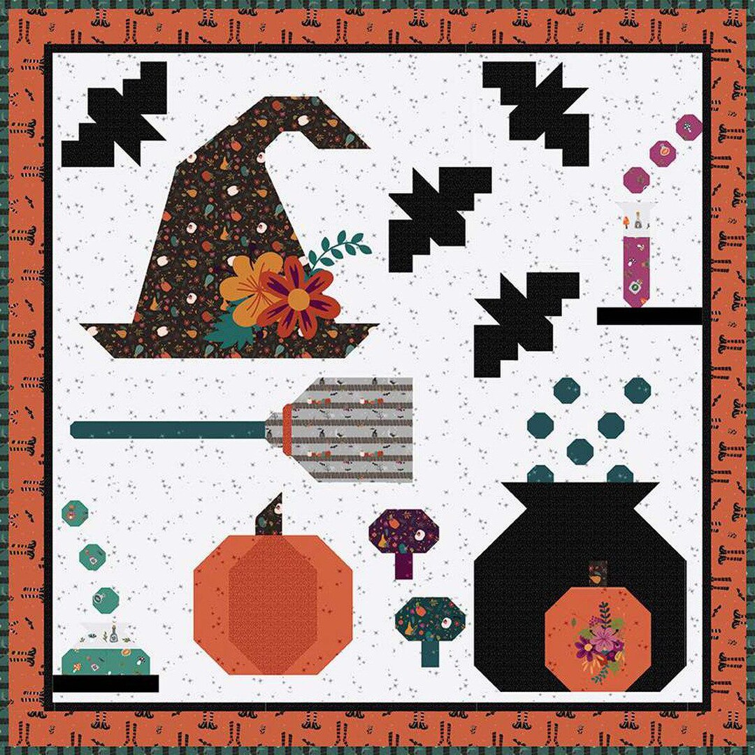 Jennifer Long Little Witch Sampler Mini Quilt Pattern P177- Halloween ...