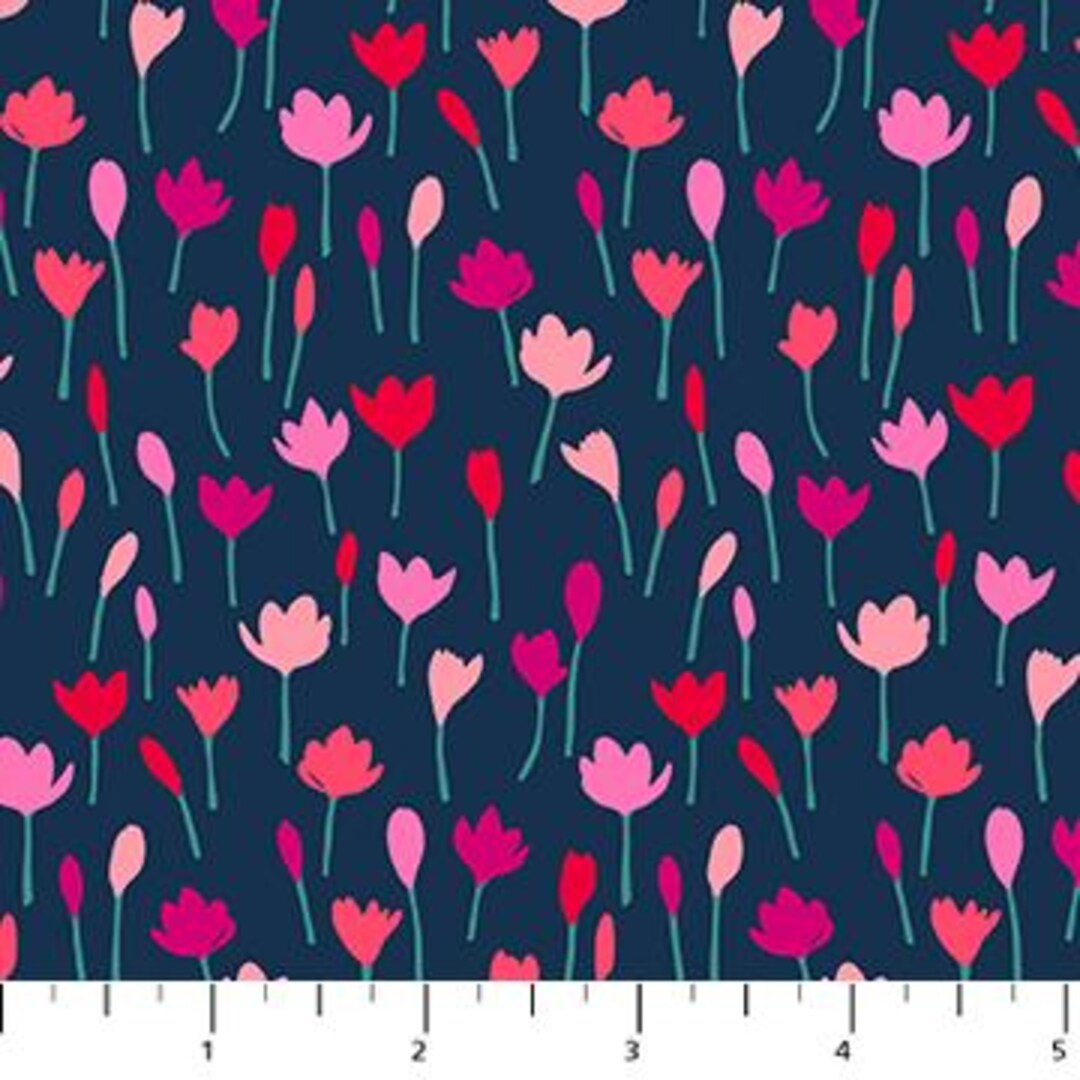 Florescence Crocus Navy 91005-49- Figo Fabrics- Flowers- Spring- Summer ...