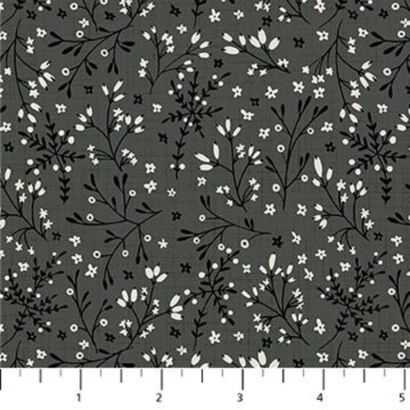 Gray Floral Fabric - Etsy