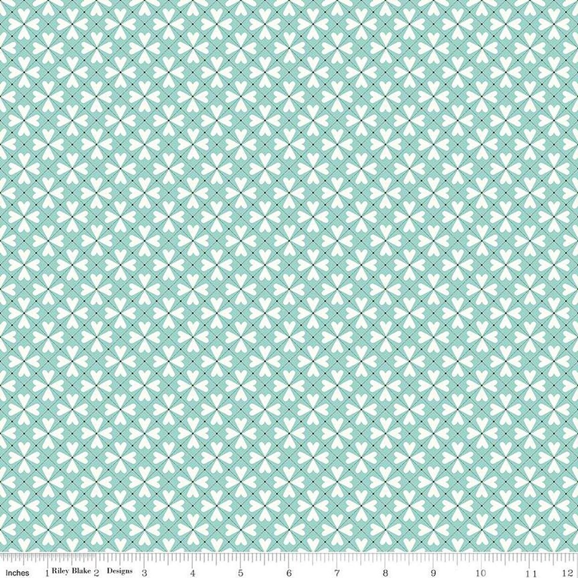 You & Me Hearts Aqua C15405- Riley Blake Designs- Hearts- Grid With ...
