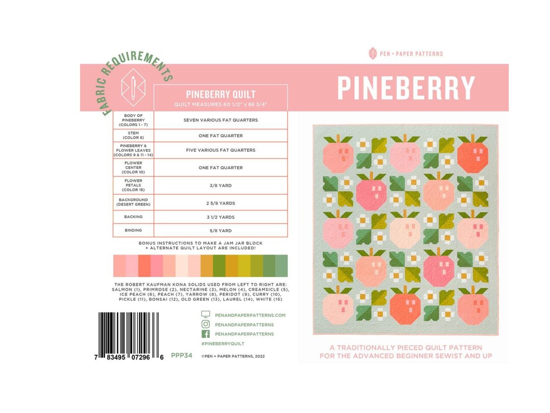 Pen + Paper Patterns Pineberry Quilt Pattern-p176-pineberry- Quilt ...