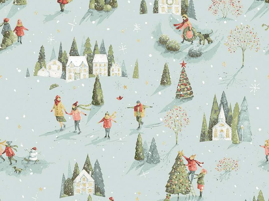 Magical Winterland Winter Scene Blue-c14942- Riley Blake Designs ...