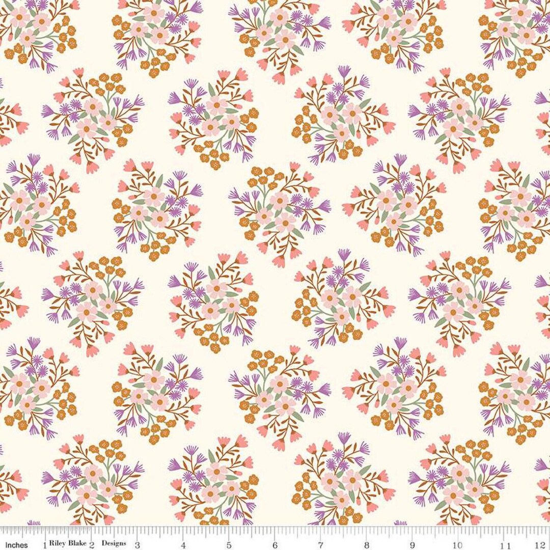 Let It Bloom Bouquets Cream- C14281- Riley Blake Designs-clusters of ...
