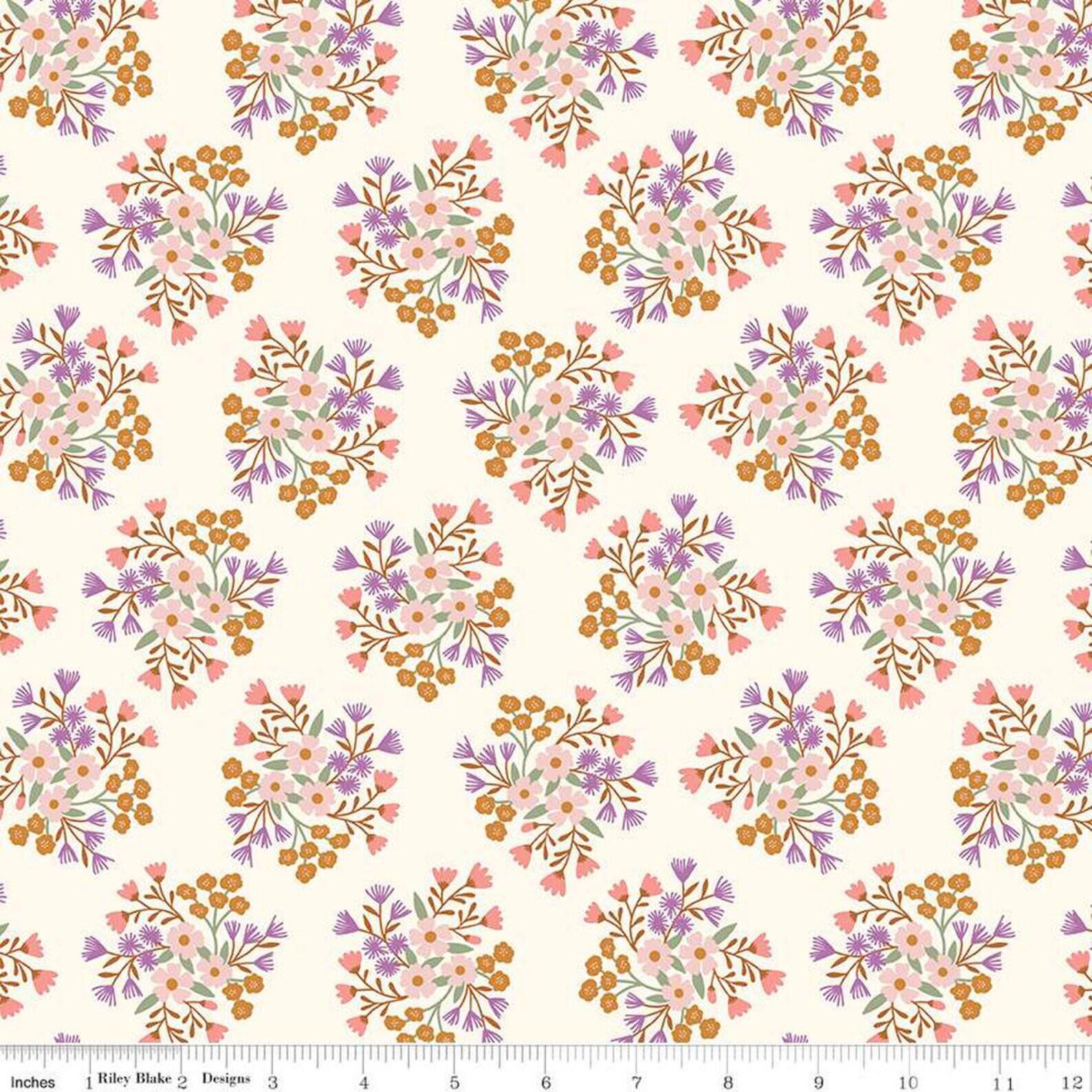 Let It Bloom Bouquets Cream- C14281- Riley Blake Designs-clusters of ...