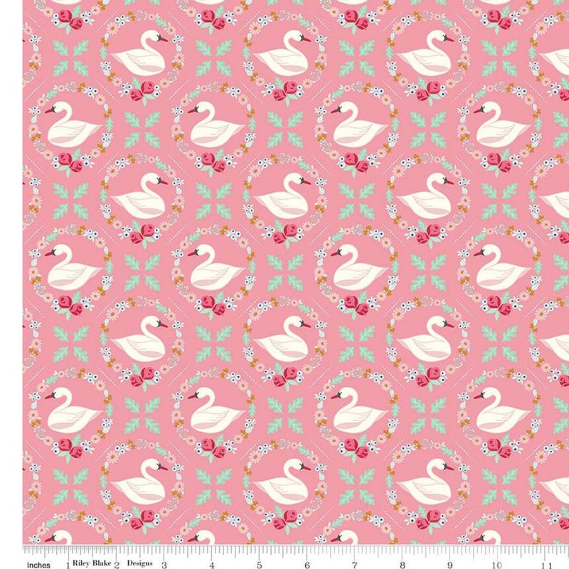 Pink Swan Quilting Fabric - Etsy