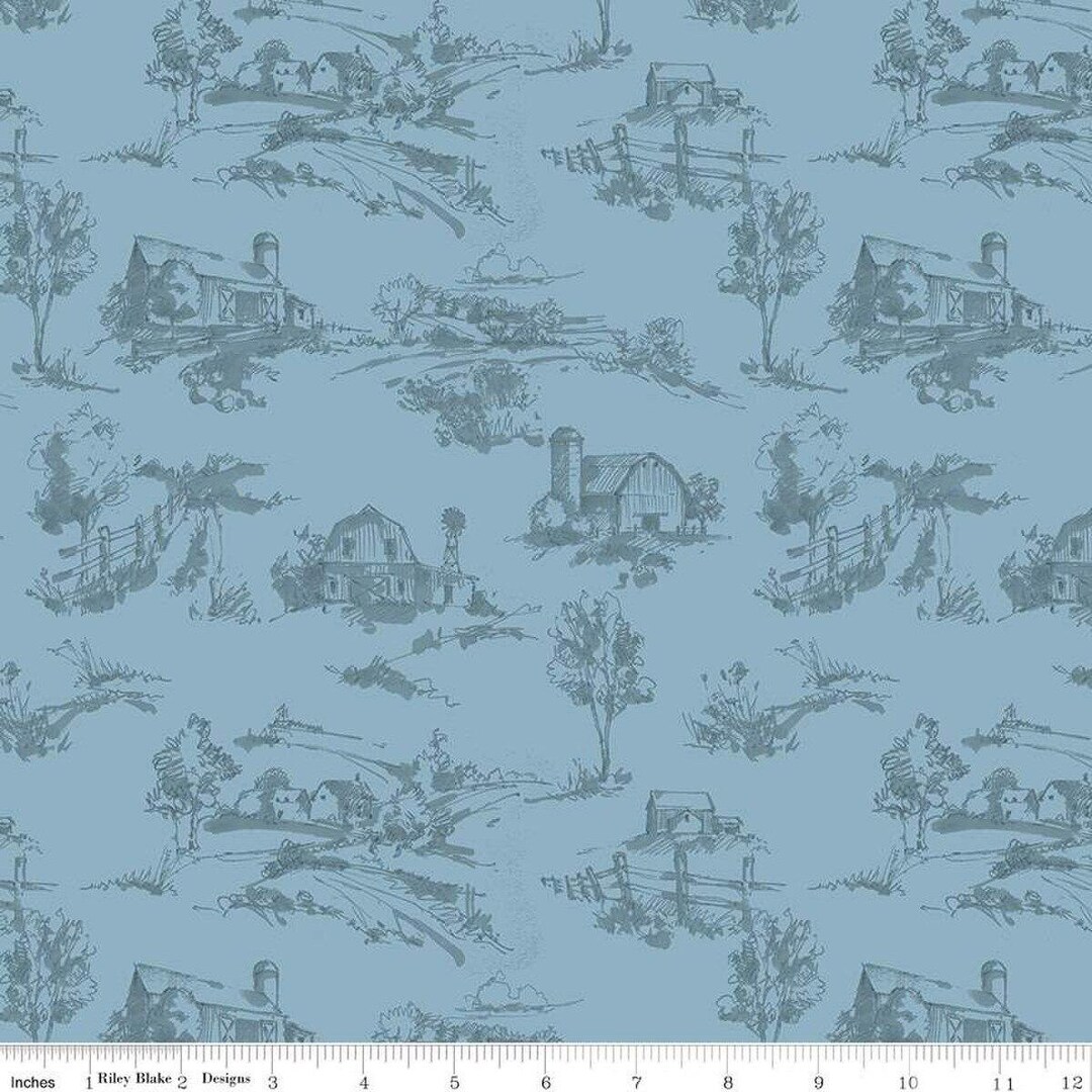 Countryside Scenery Blue- C14532- Riley Blake Designs- Country ...
