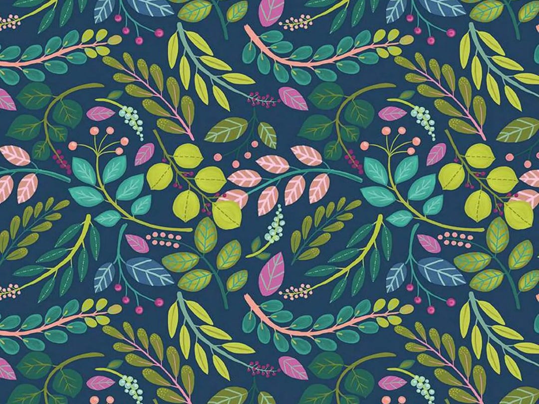 Fragrant Fields Sprigs Dark Forest- C15221- Riley Blake Designs- Leaves ...
