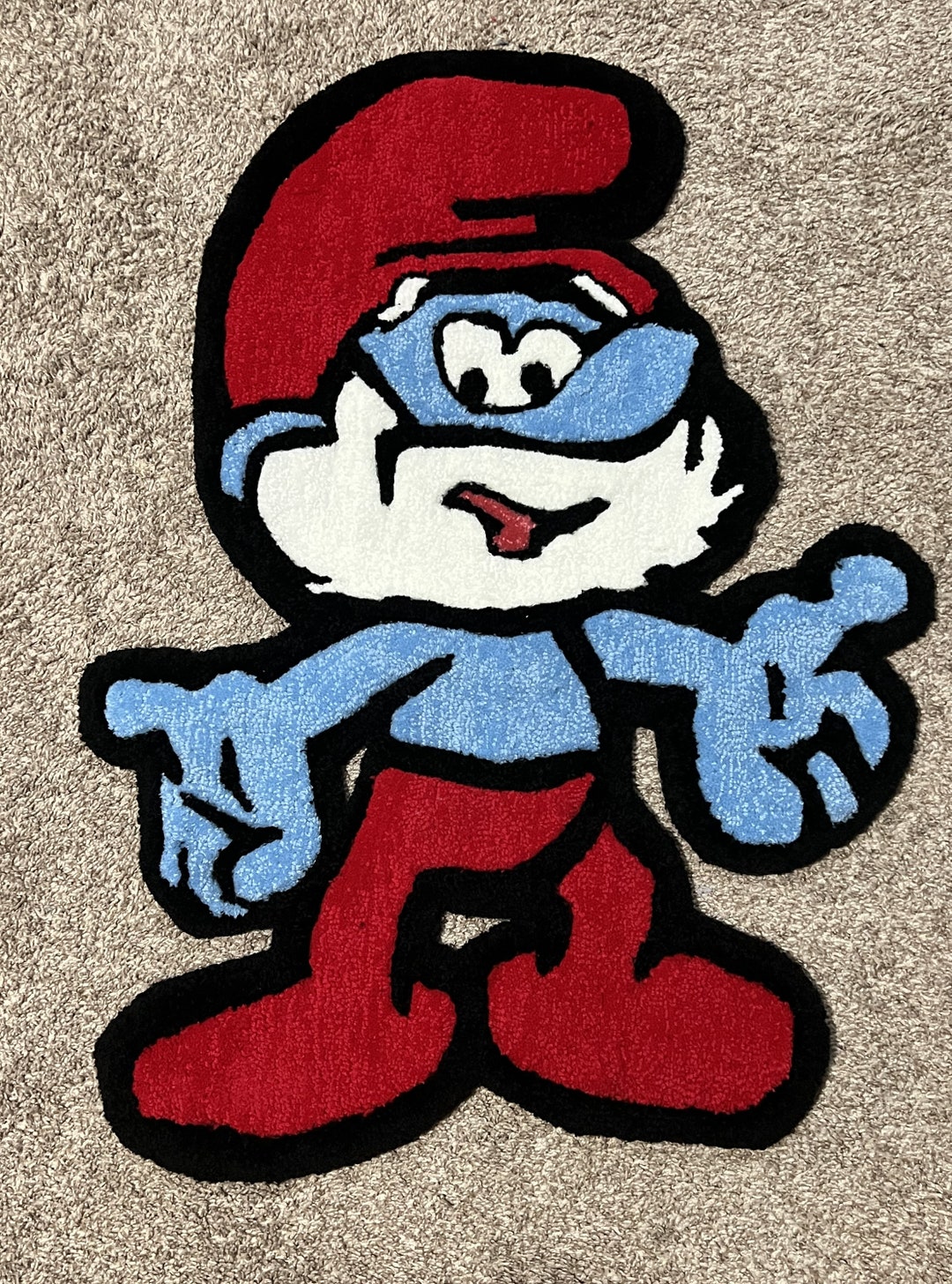 Handcrafted, Tufted "papa Smurf" Character Rug - Etsy