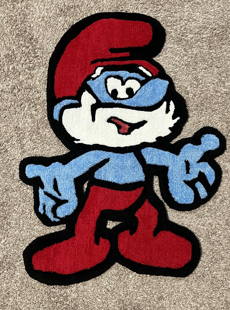 Handcrafted, Tufted "papa Smurf" Character Rug - Etsy