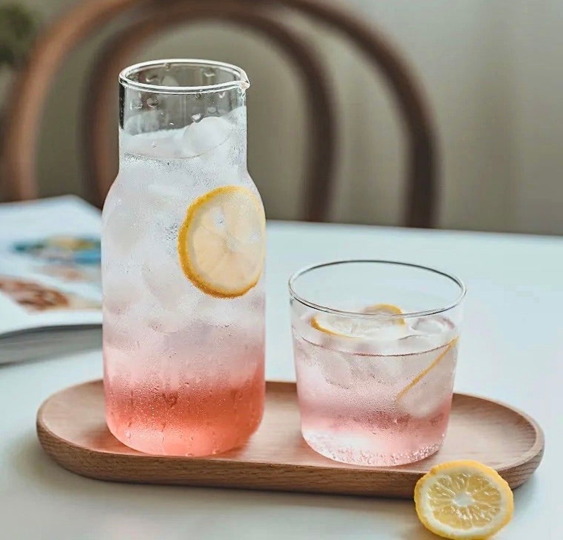 Rippled Bedside Carafe, Retro Water Carafe and Glass Tumbler, 2-piece ...