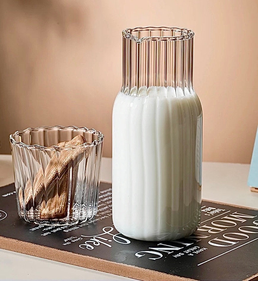 Glass Water Carafe, Bedside Carafe and Glass Tumbler, 2-piece Carafe ...