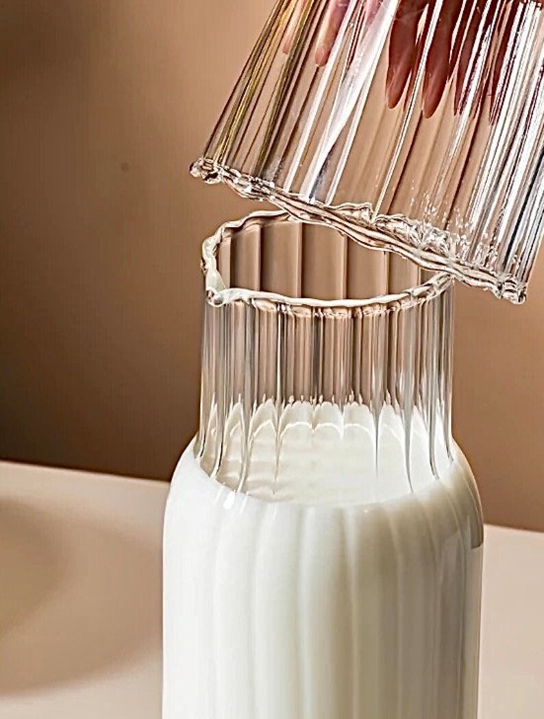 Rippled Bedside Carafe, Retro Water Carafe and Glass Tumbler, 2-piece ...