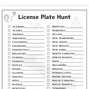 License Plate Game Printable With Extra Option Find the State Plate and ...