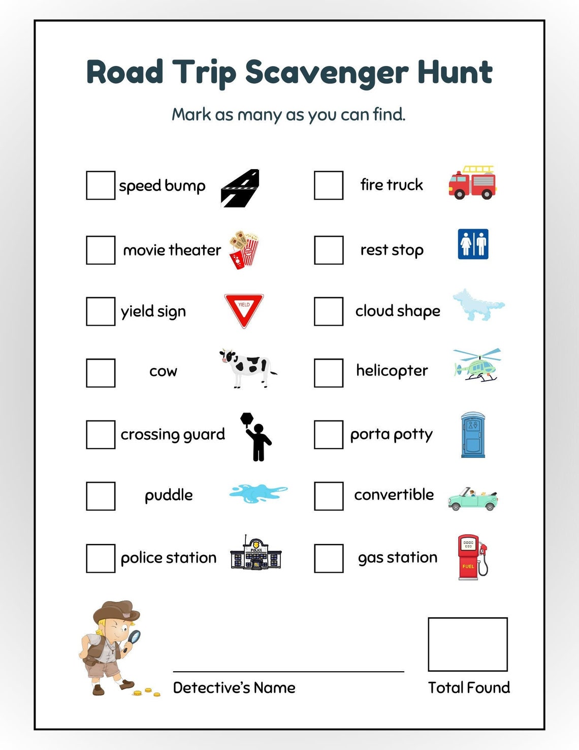 Extended Road Trip Hunt Game, Ultimate Scavenger Hunt for Long Car Ride ...