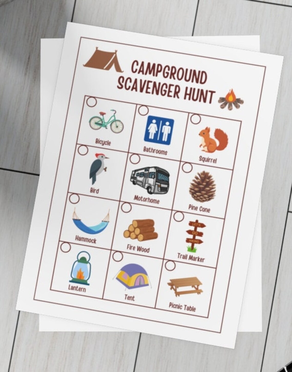 Campground Scavenger Hunt, Printable Campsite Game for Kids, Easy ...