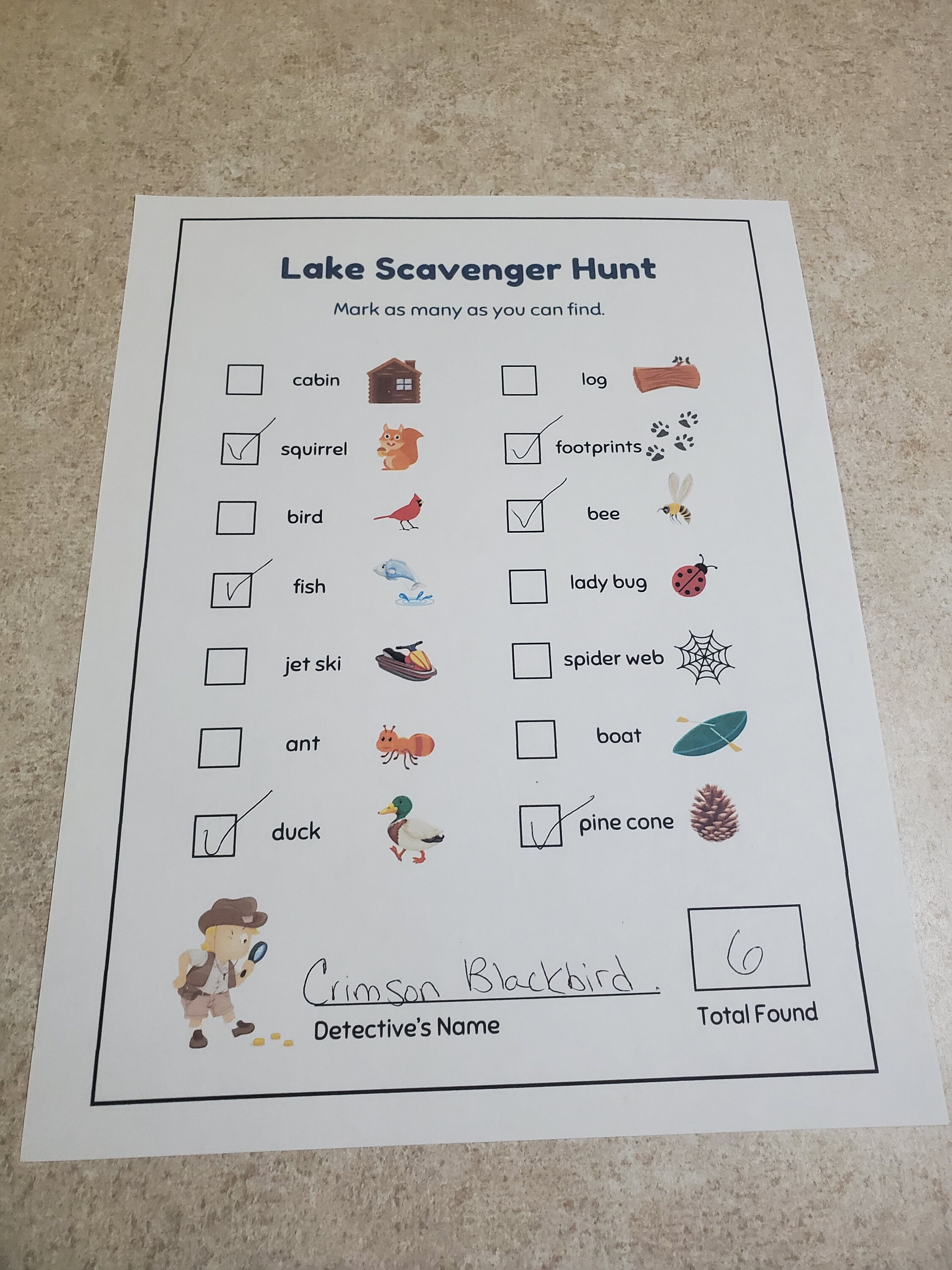 Lake Scavenger Hunt, Lake Vacation Games, Camping Treasure Game for ...