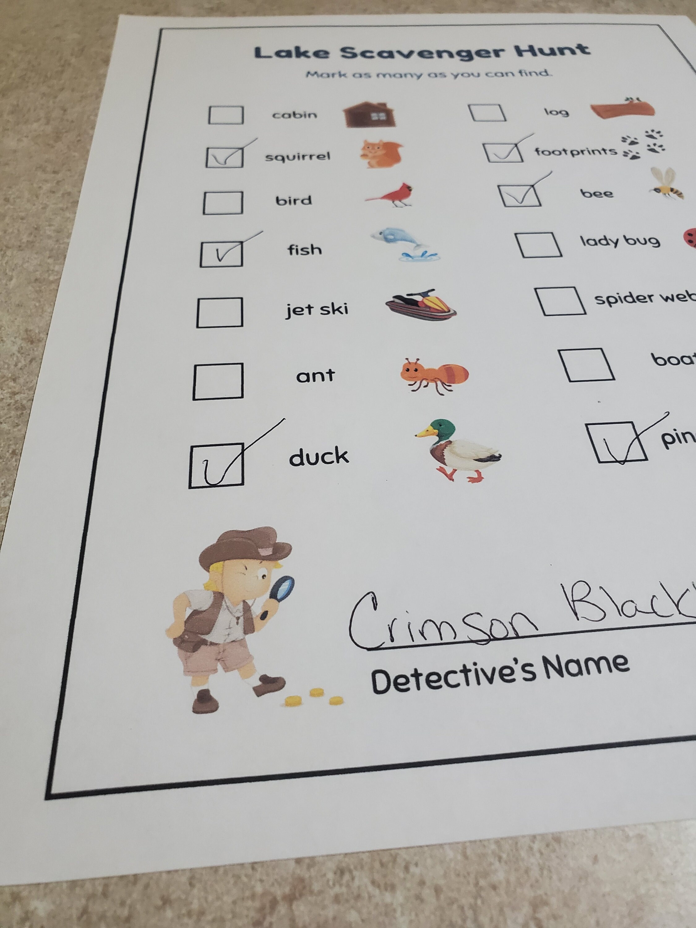 Lake Scavenger Hunt, Lake Vacation Games, Camping Treasure Game for ...