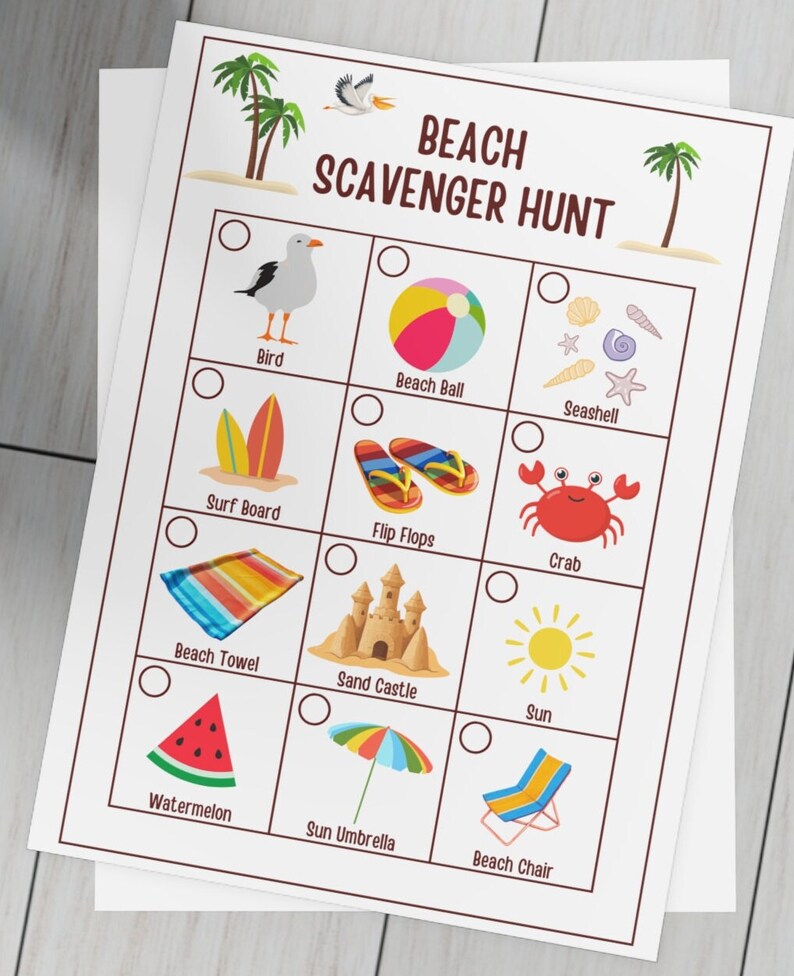 Beach Scavenger Hunt, Treasure Hunt for Beach Days With Kids, Ocean I ...