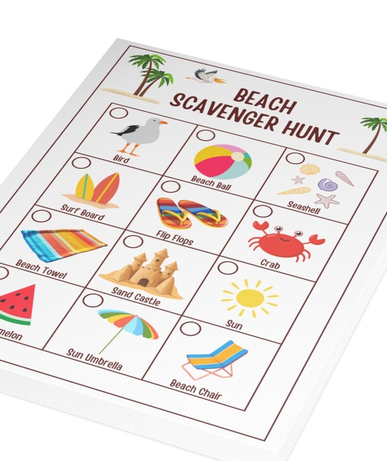 Beach Scavenger Hunt, Treasure Hunt for Beach Days With Kids, Ocean I ...
